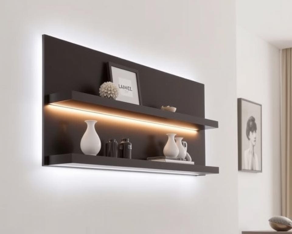 Designer wall shelf with built-in LED lighting | Supervivo